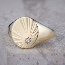 9ct Gold Diamond Signet Ring – Heavy Gents Ring | 18mm Wide ...