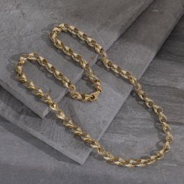 9ct Solid Yellow Gold Patterned Acorn Chain- 10mm - 14" -16" - Kids